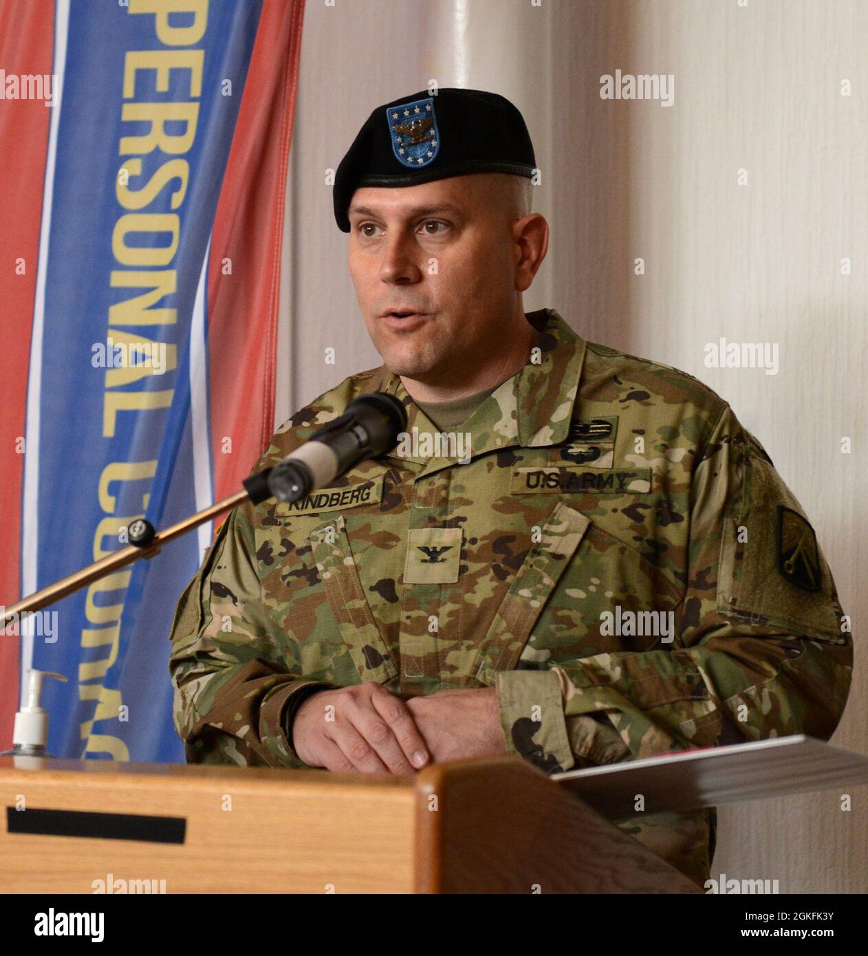 U.S. Army Col. Scott B. Kindberg, 16th Sustainment Brigade commander ...