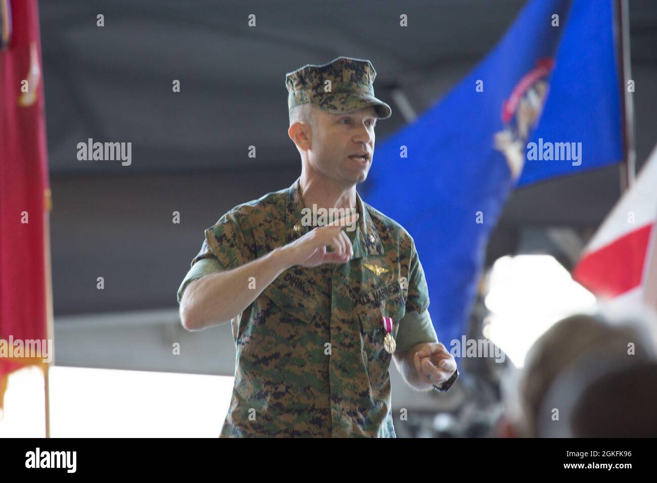 Lt. Col. John Dirk, outgoing commanding officer of Marine Fighter ...