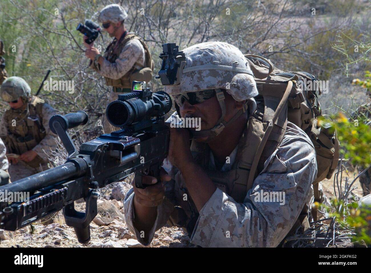 U.S. Marine Corps Lance Cpl. Michael Edmund, heavy machine gunner, with ...