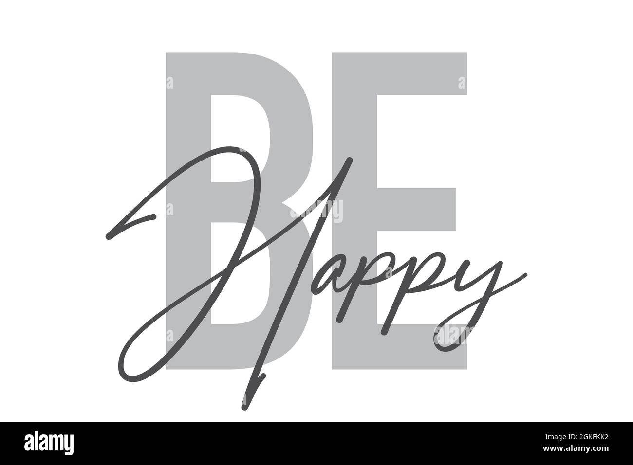 Modern, simple, minimal typographic design of a saying "Be Happy" in ...