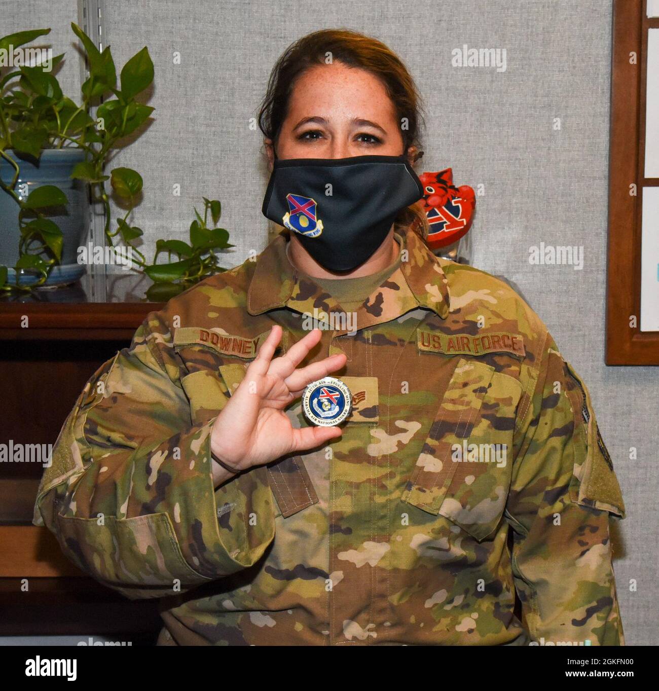 Staff Sgt. Amanda Downey, 117th Force Support Squadron, poses with a ...