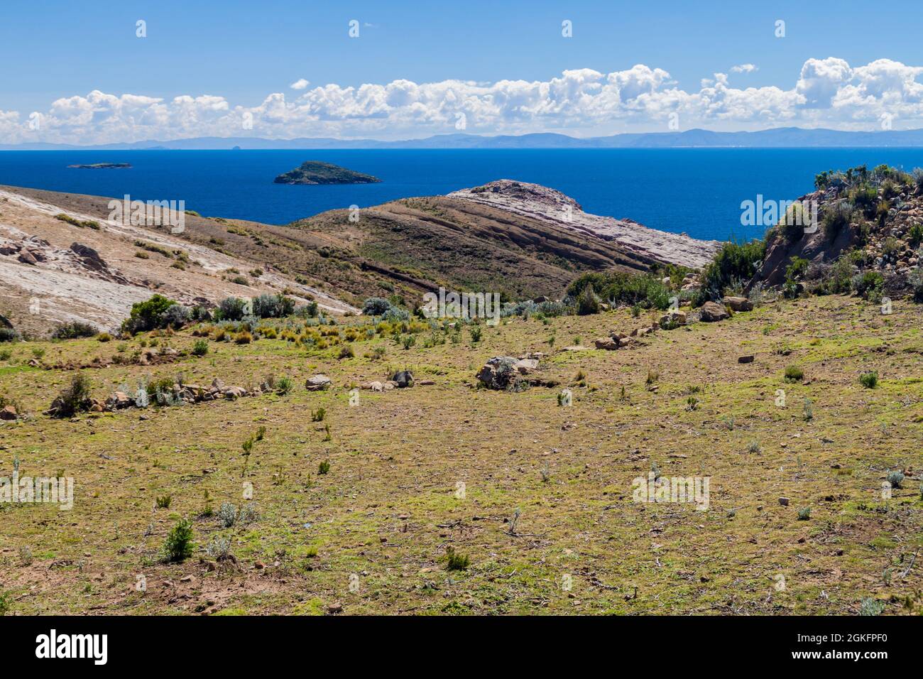 Isla del Sol (Island of the Sun) in Titicaca lake, Bolivia Stock Photo ...