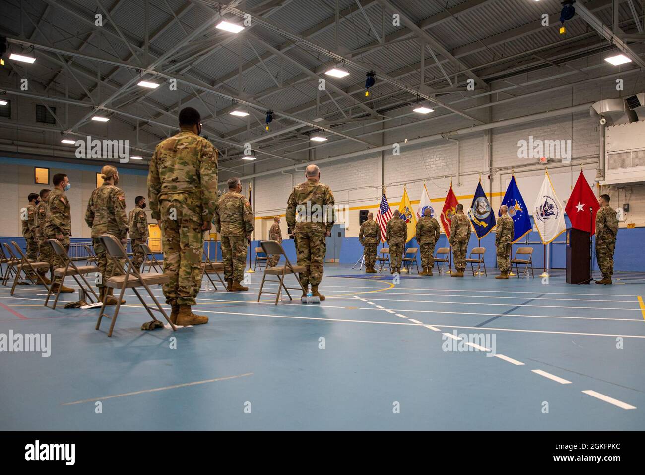 U.S. Army Soldiers, 57th Troop Command, New Jersey National Guard, stand at attention during a ...