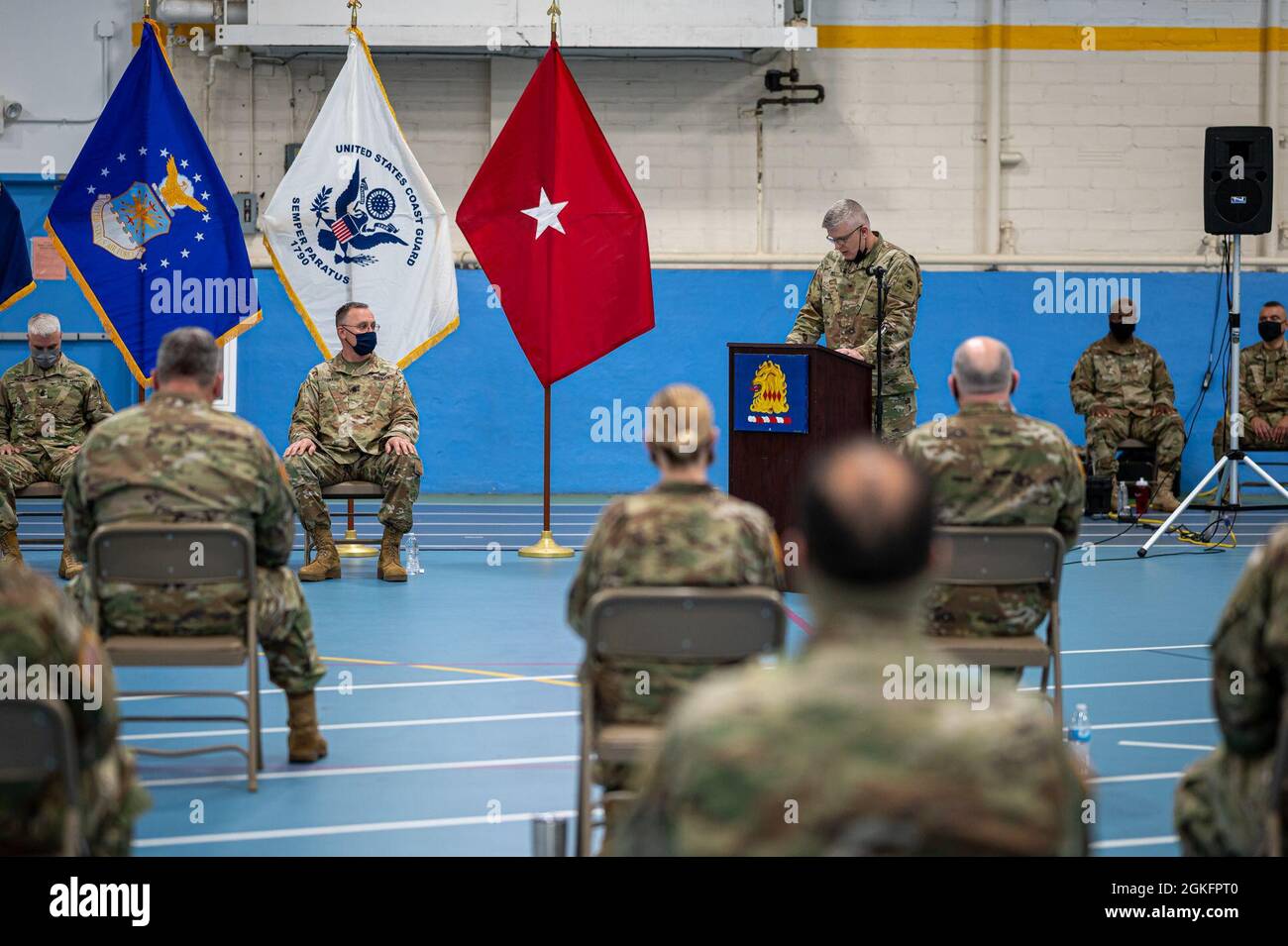 U.S. Army Col. Walter Gill, 57th Troop Command, addresses the audience ...