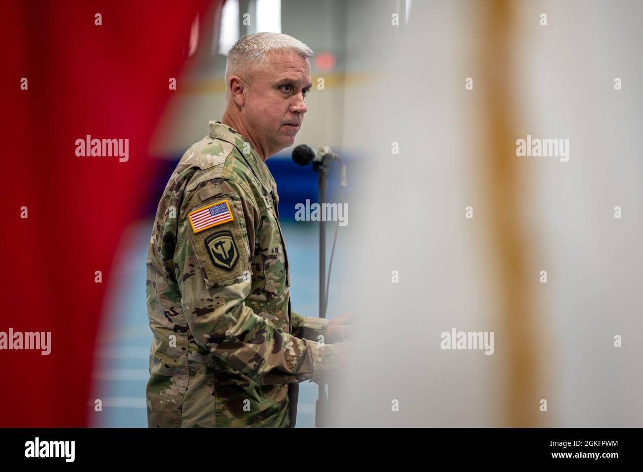 U.S. Army Command Sgt. Maj. Johnathan Hicks, 57th Troop Command, speaks ...