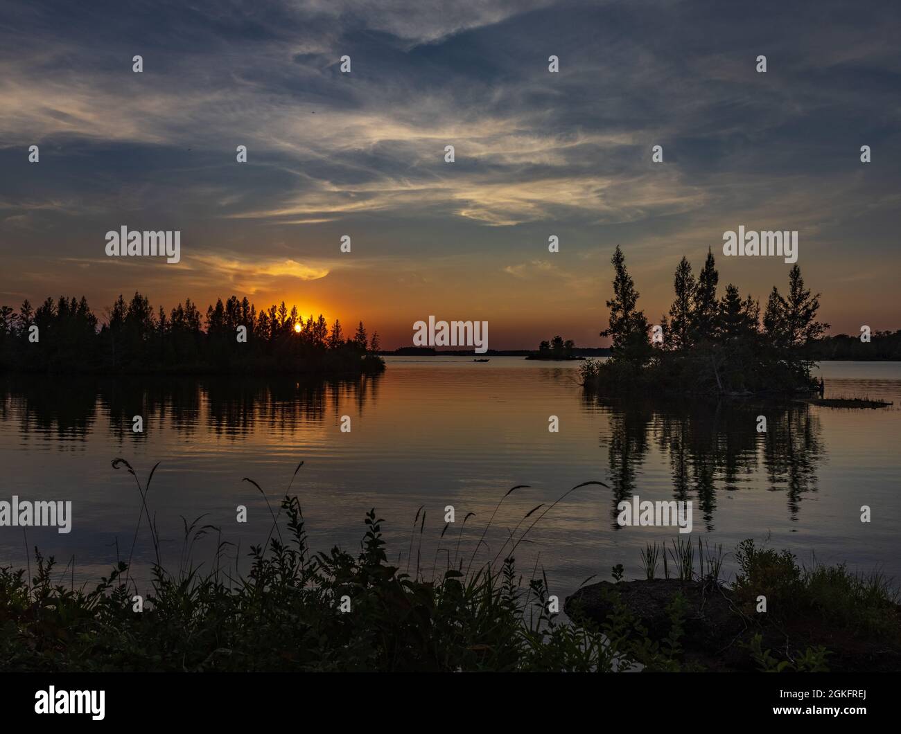 Sunset on the Chippewa Flowage in northern Wisconsin Stock Photo - Alamy