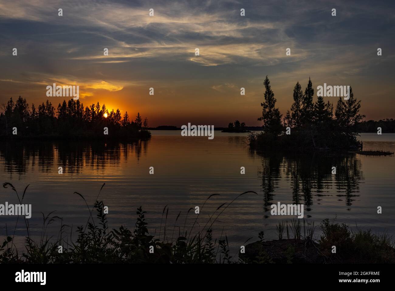 Sunset on the Chippewa Flowage in northern Wisconsin Stock Photo - Alamy