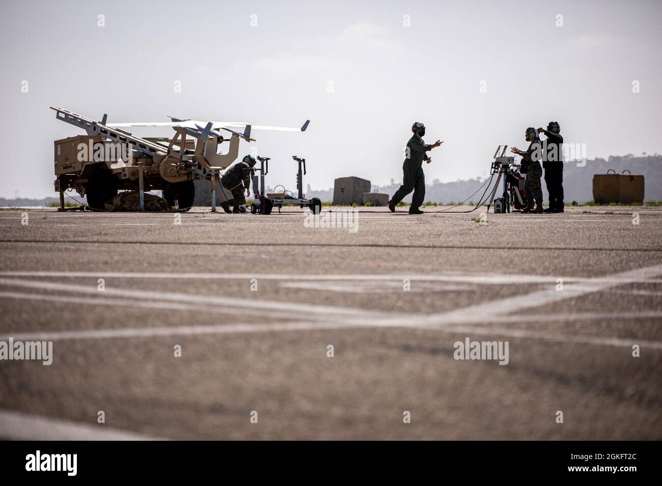 Marines with Marine Unmanned Aerial Vehicle Squadron 4 (VMU-4) prepare ...