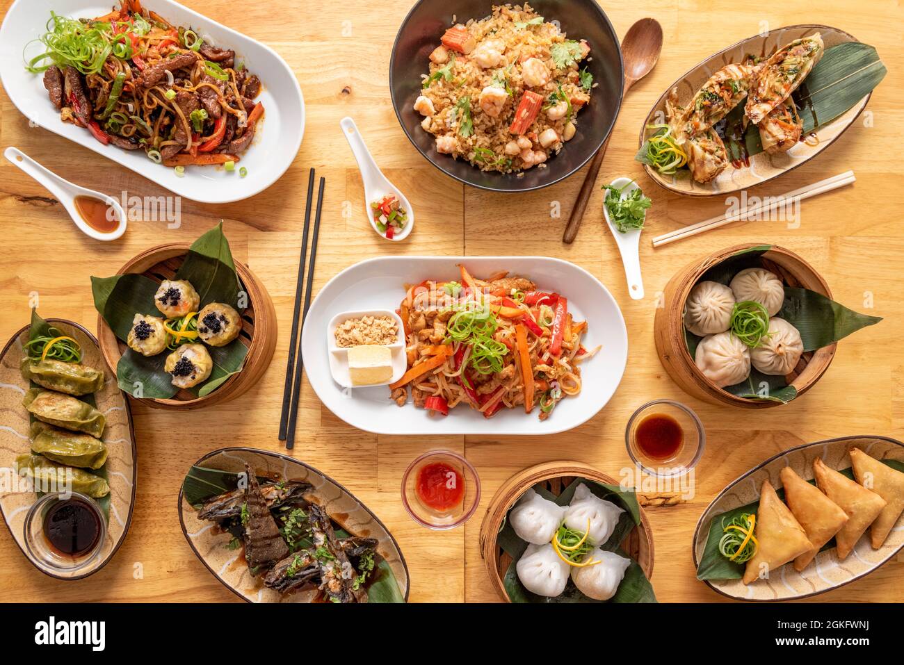 Japanese popular food dishes Steamed Dim Sum, Yakisoba Saute, Vegetable ...