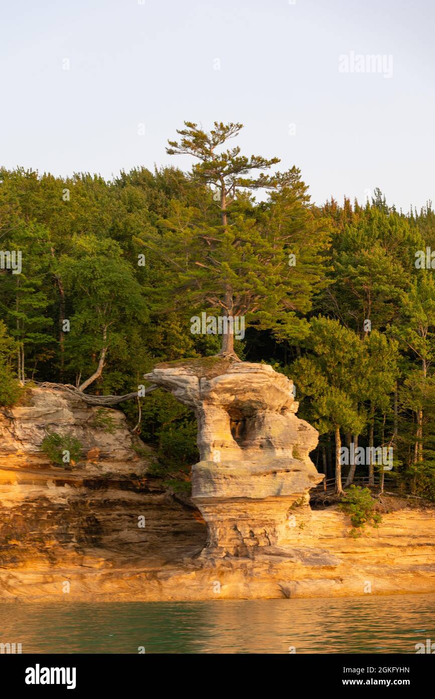 Chapel Rock along Pictured Rocks National Lakeshore Stock Photo - Alamy