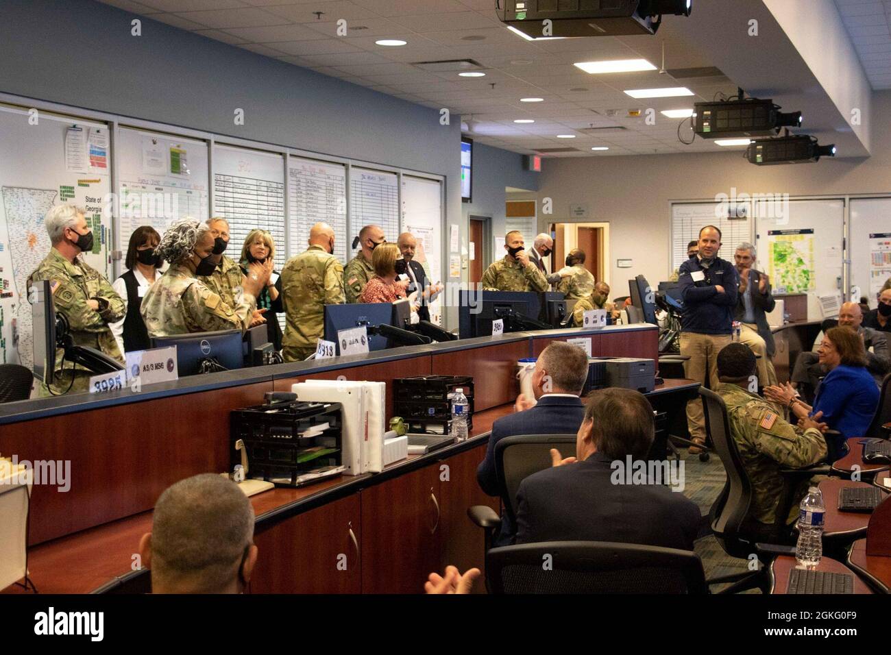 Georgia National Guard Soldiers stand alongside local community leaders in the Clay National ...