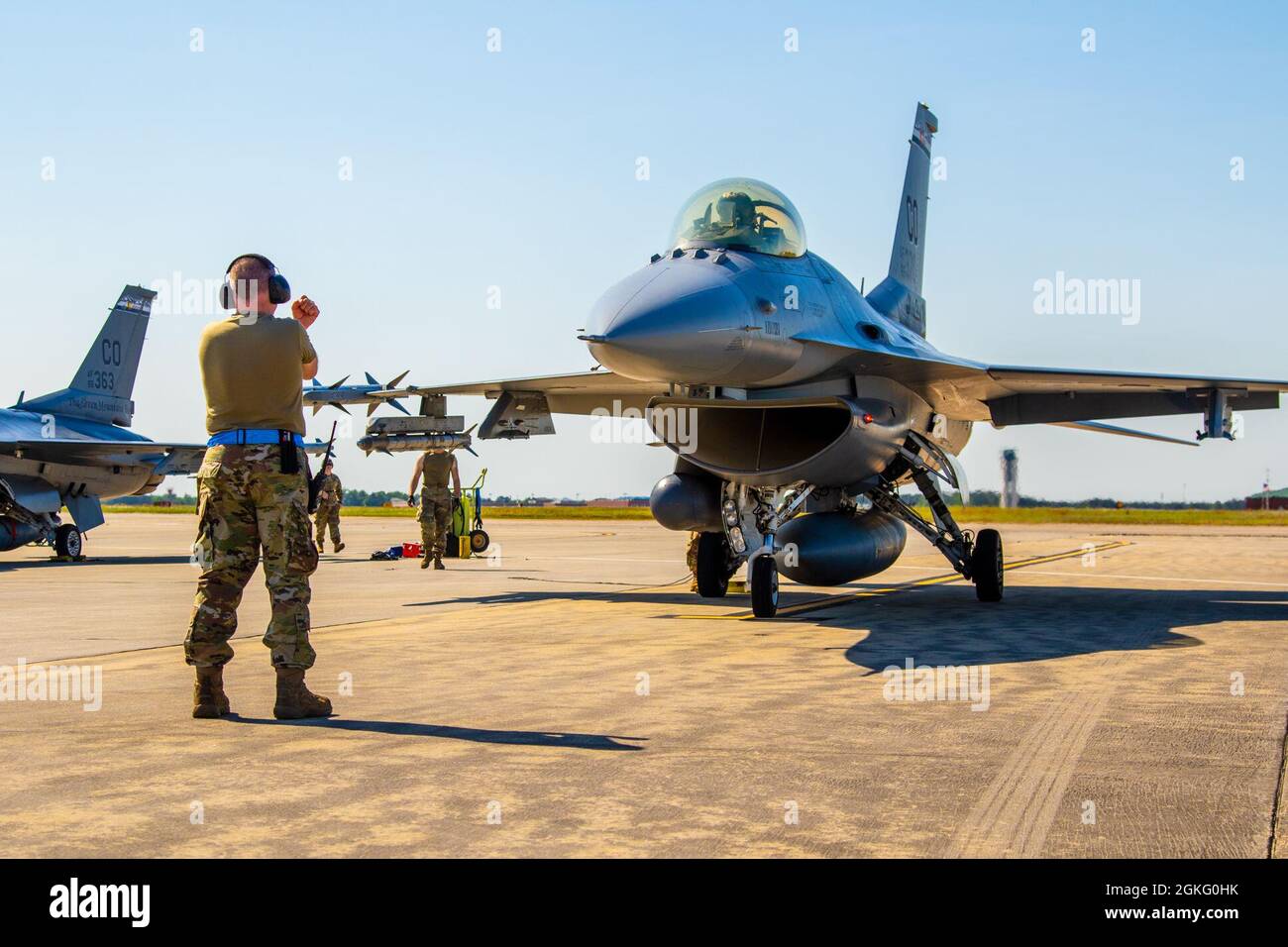 U.S. Air Force Master Sgt. Micheal Sawyer, a crew chief with the Aura ...
