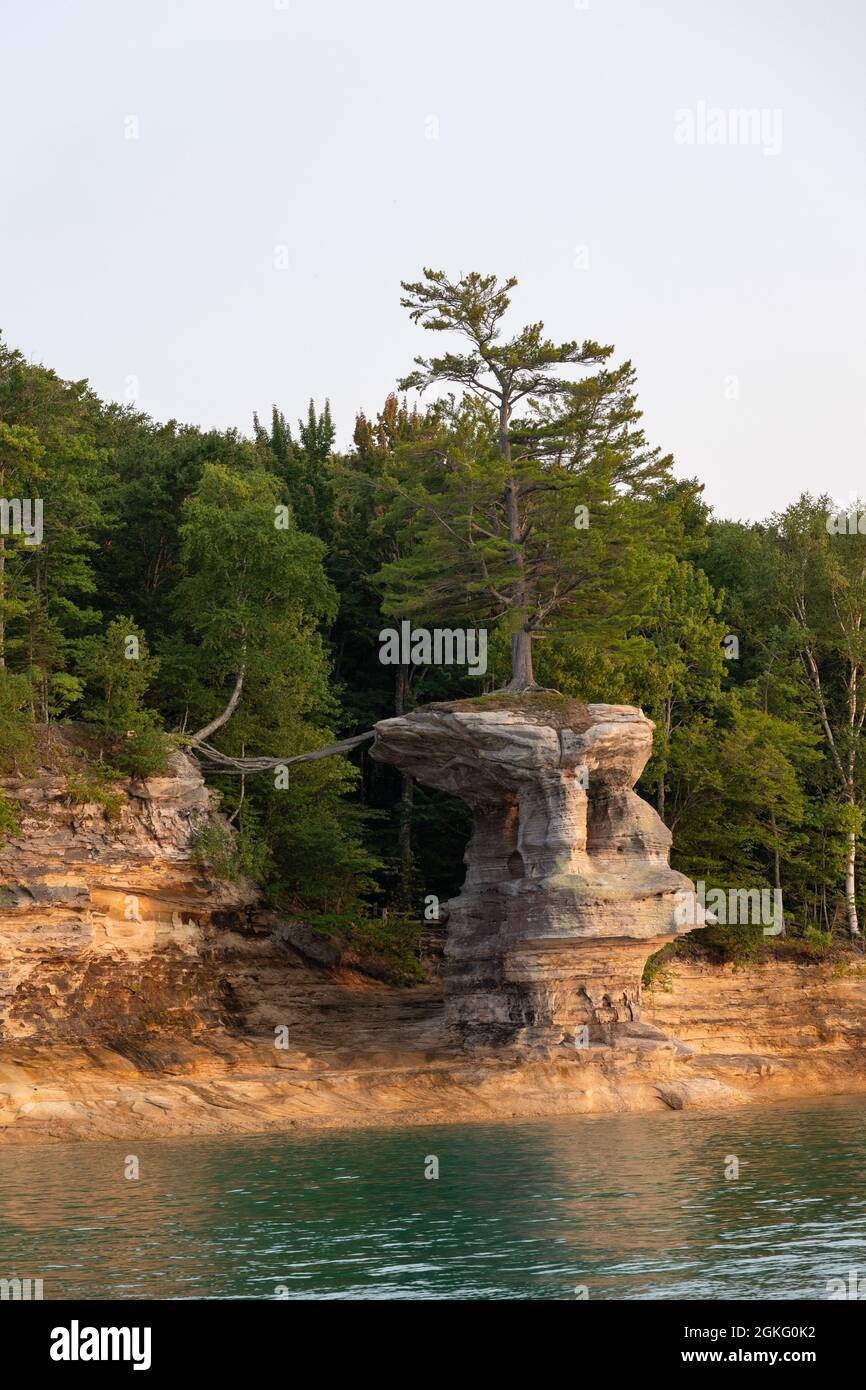 Chapel Rock along Pictured Rocks National Lakeshore Stock Photo - Alamy
