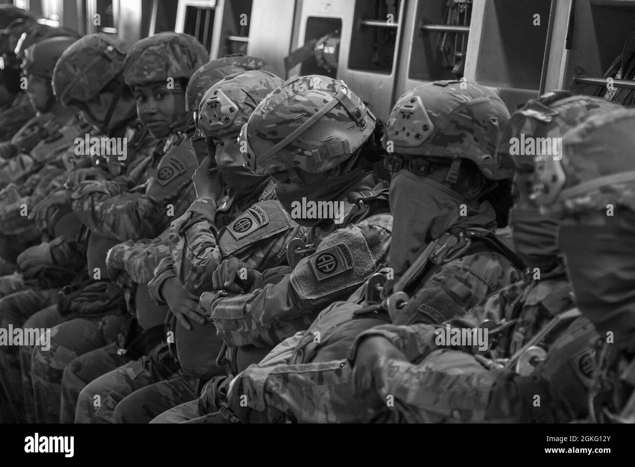 Paratroopers from the 82nd Airborne Division prepare to for their jump ...