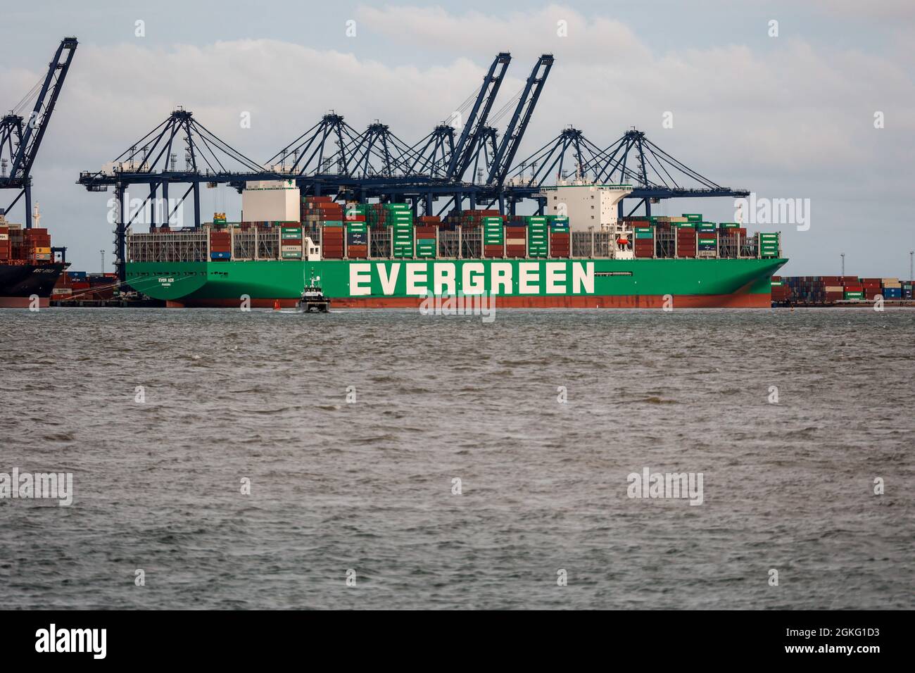 World's largest container ship docked in Felixstowe in September 2021 ...