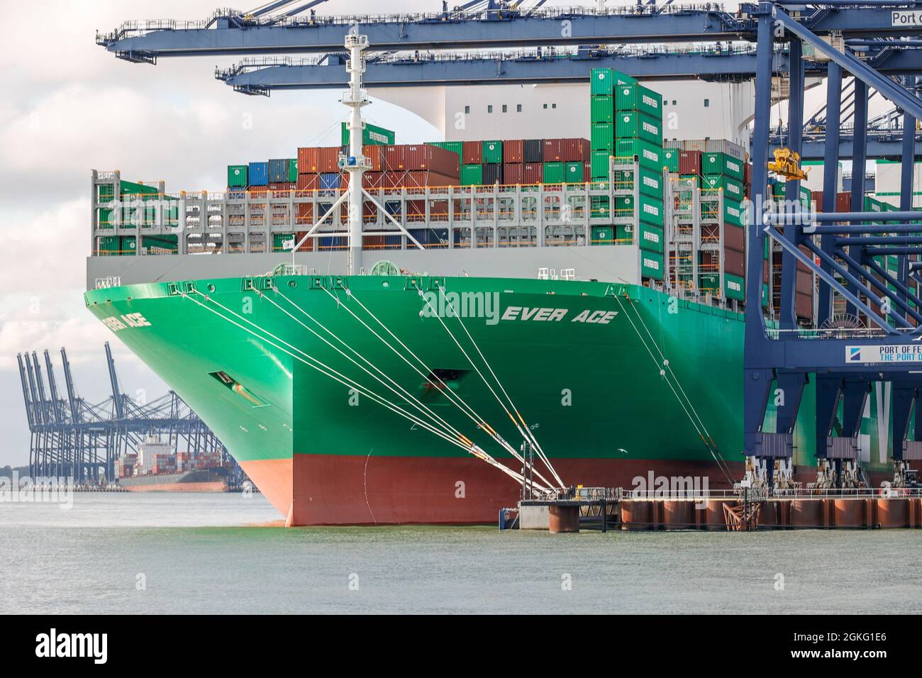 World's largest container ship docked in Felixstowe in September 2021 ...