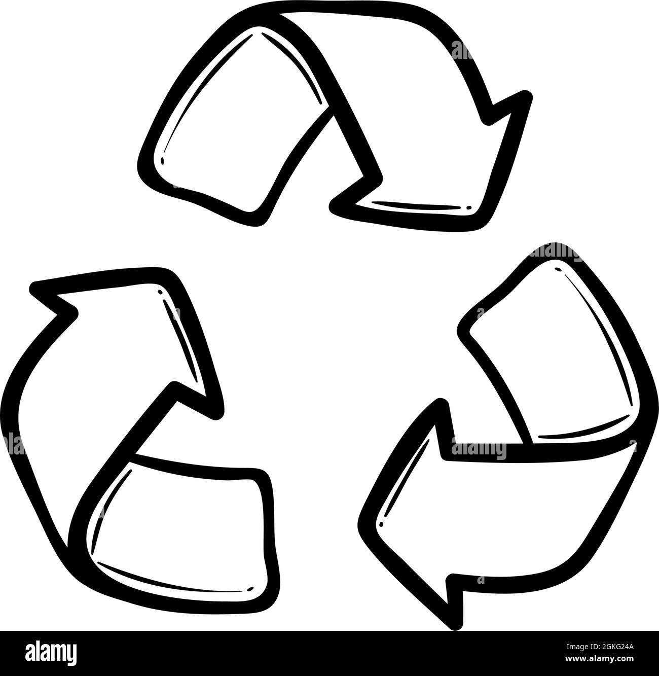 Doodle Recycle arrow symbol, using recycled resources. Green eco vector ...