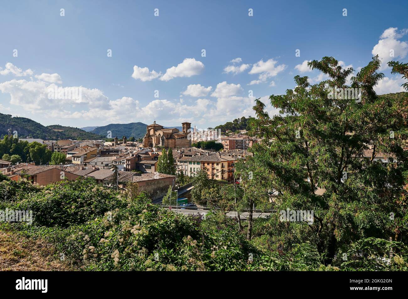 View of Estella-Lizarra city with San Miguel church, Estella, Navarra ...