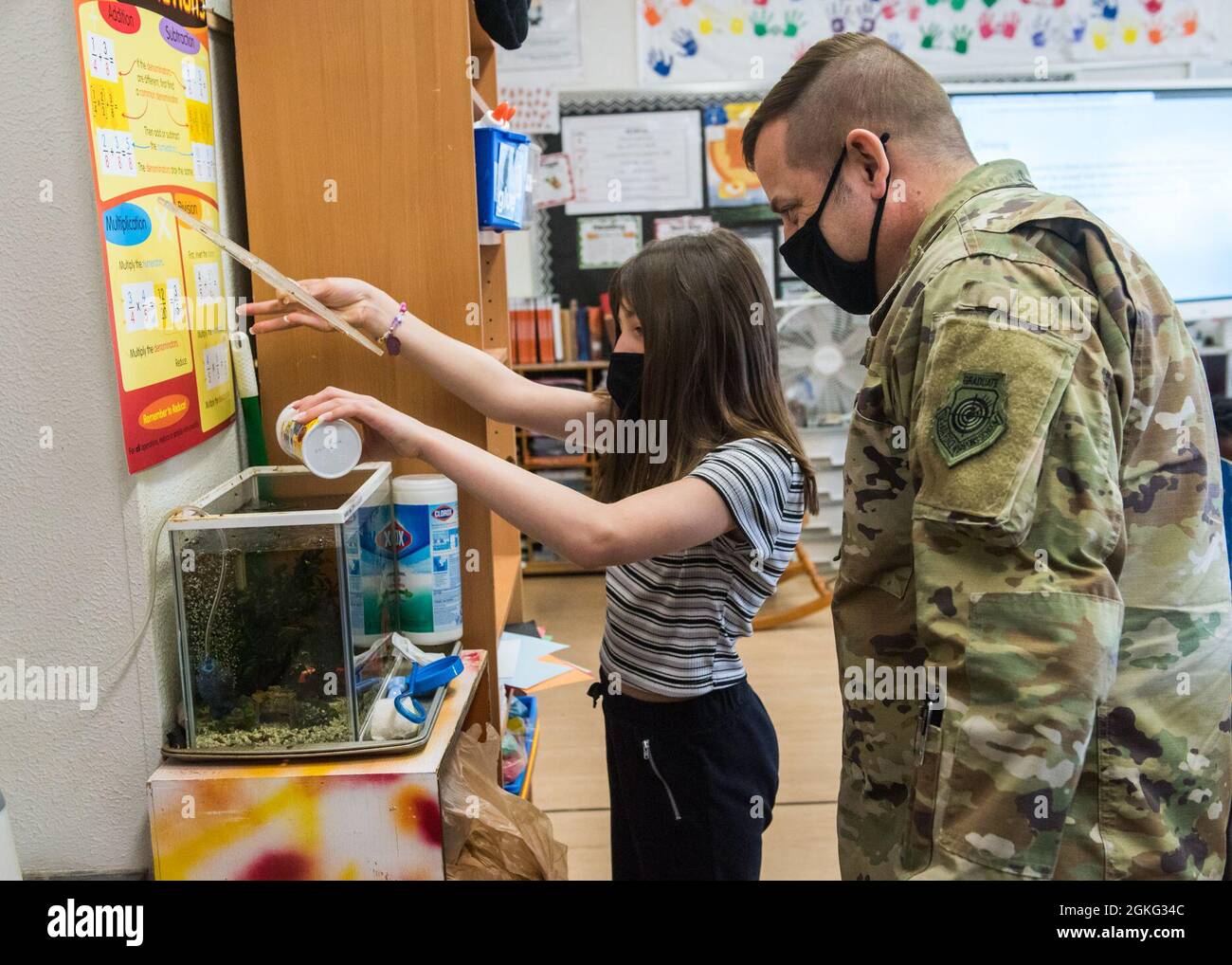 A student from the Sollars Elementary School, shows, U.S. Air Force Col ...
