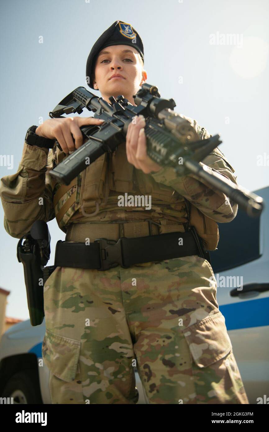 Airman 1st Class Emily Hardbarger, 60th Security Forces Squadron installation entry controller ...