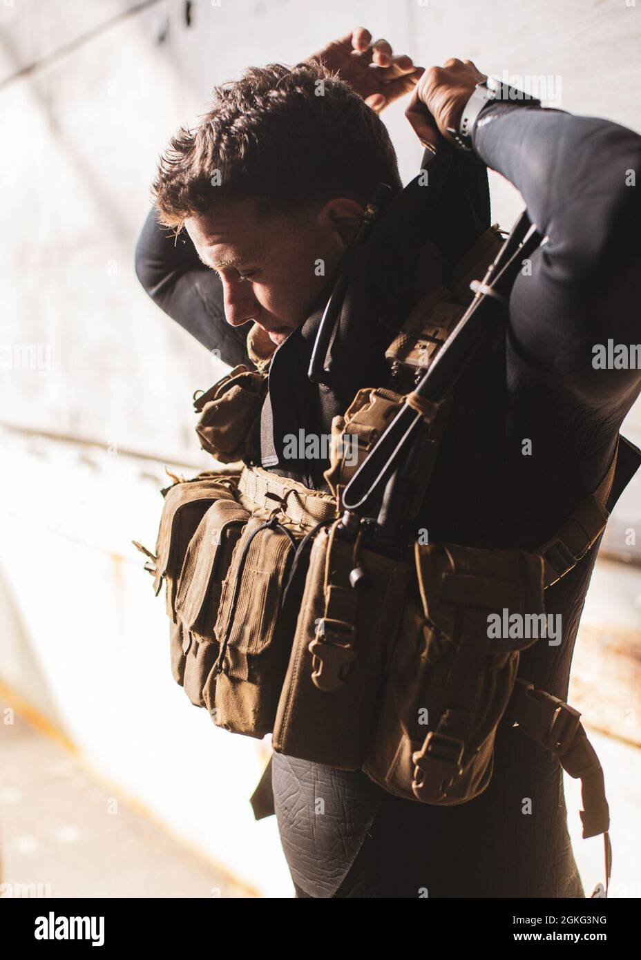 PACIFIC OCEAN (April 13, 2021) U.S. Marine Corps Sgt. Edward Ledwith, a ...