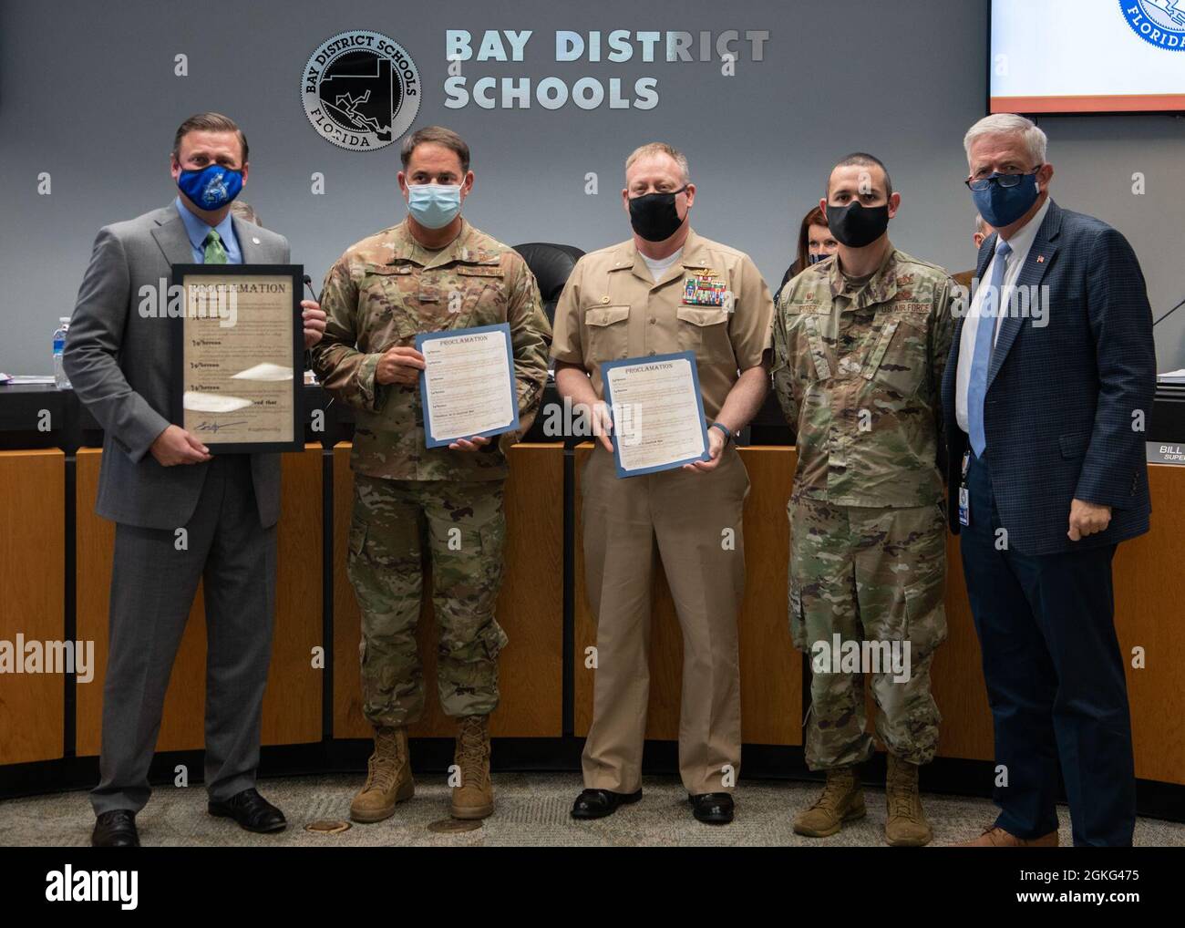 From left to right, Steve Moss, Bay District school board chairman, U.S ...