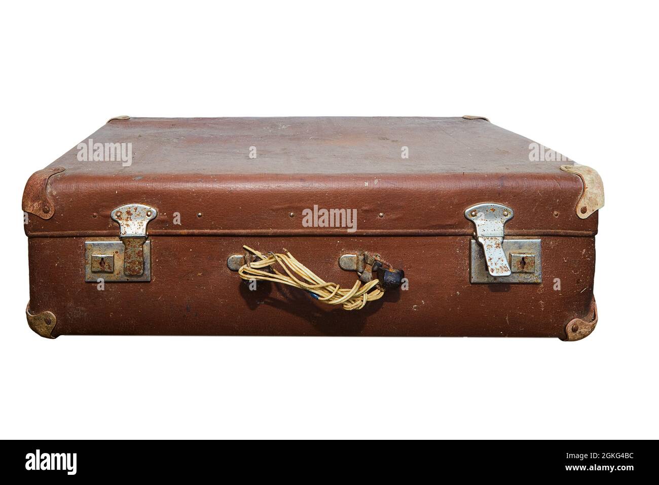 Old shabby suitcase without handle isolated on white background Stock ...
