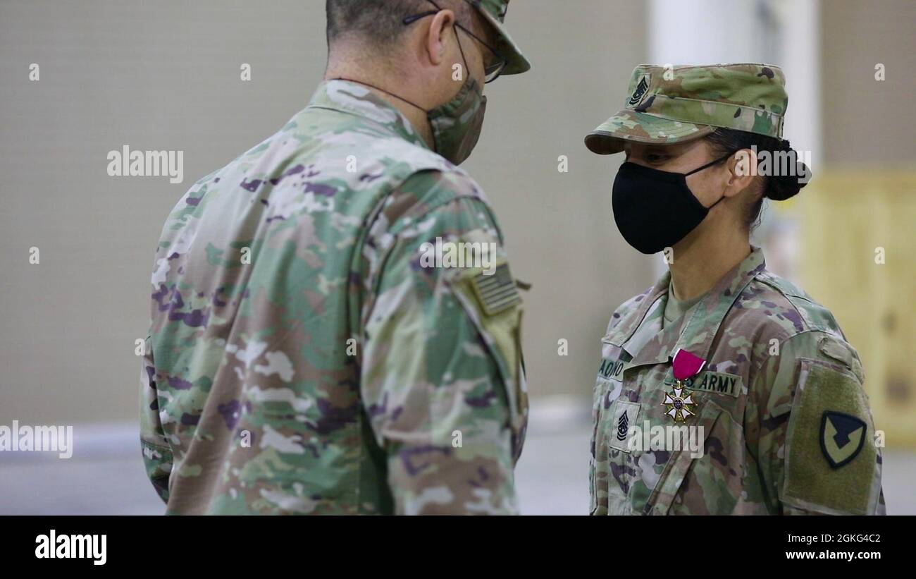 Command Sgt. Maj. Julie Saorrono, outgoing senior enlisted advisor, 408th Contracting Support ...