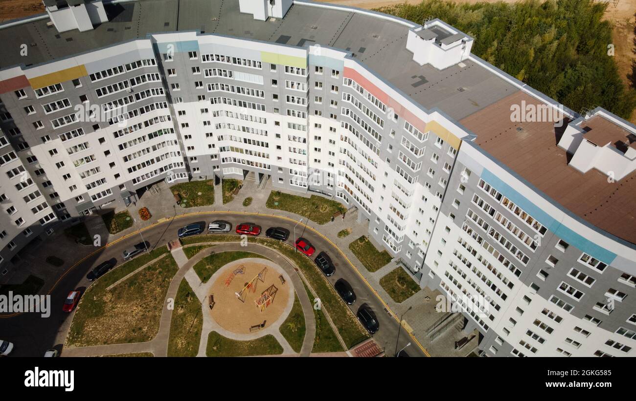 City block. Modern multi-storey buildings. The courtyard area and ...