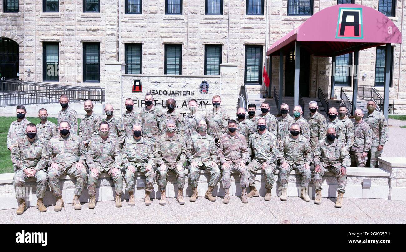 First Army leaders gather in front of First Army headquarters at the ...