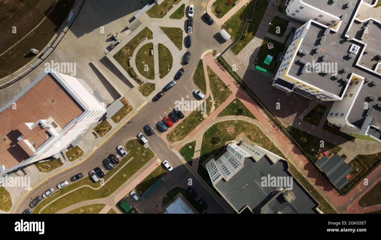 City block. Modern multi-storey buildings. The courtyard area and ...