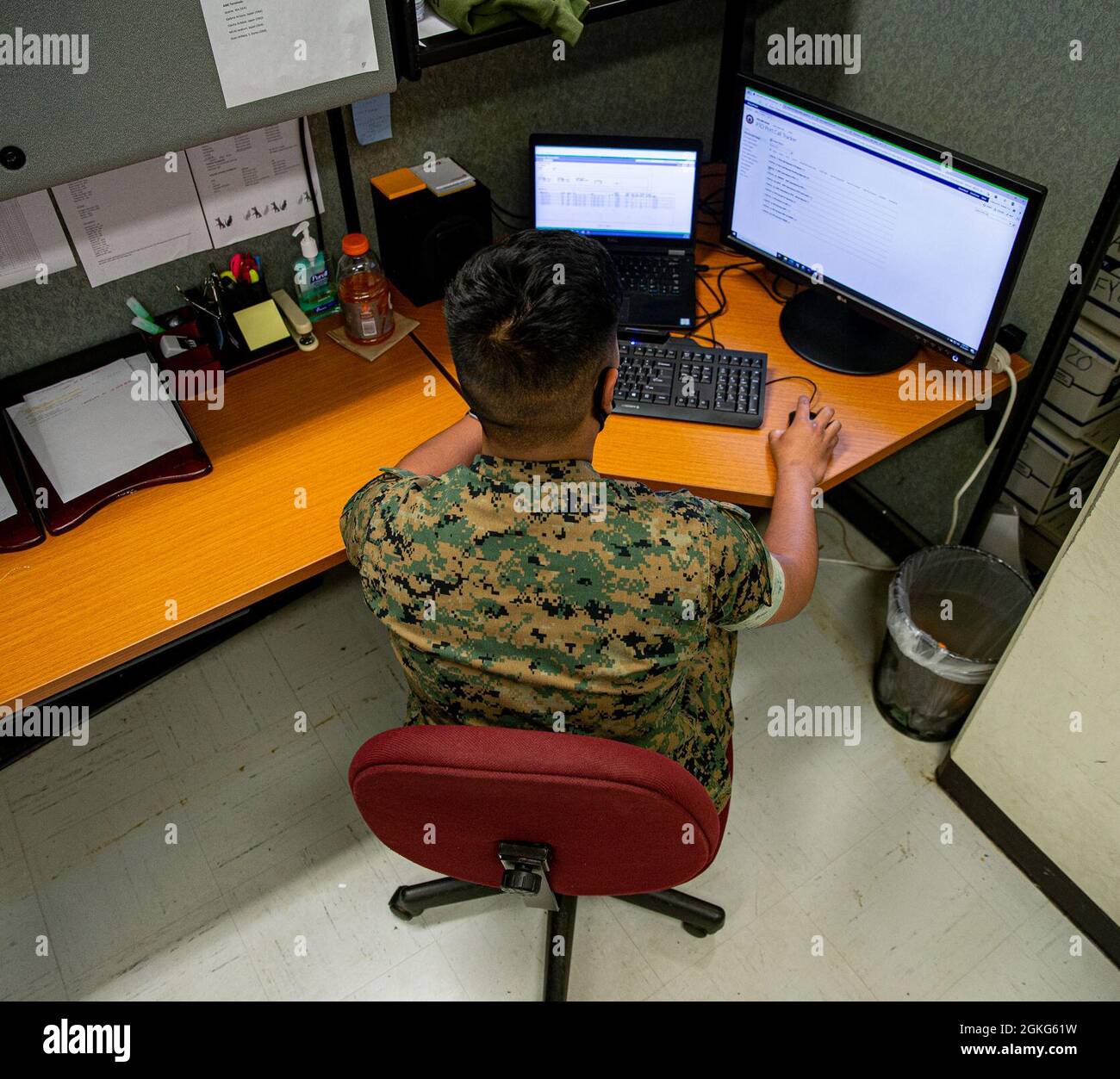 U.S. Marine Corps Lance Cpl. Xavier Fiatoa, a distribution management ...