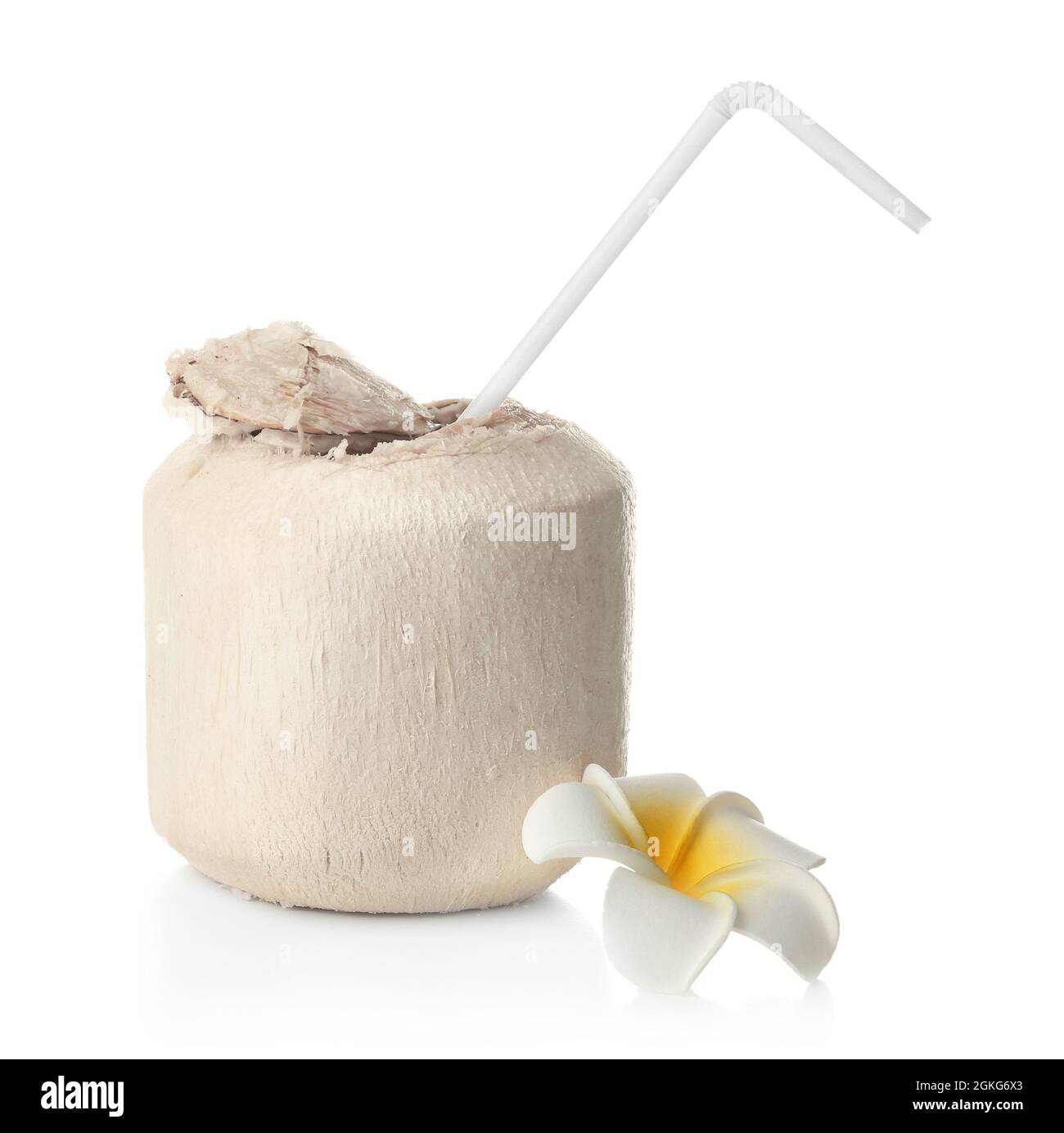 Fresh coconut water in nut on white background Stock Photo - Alamy