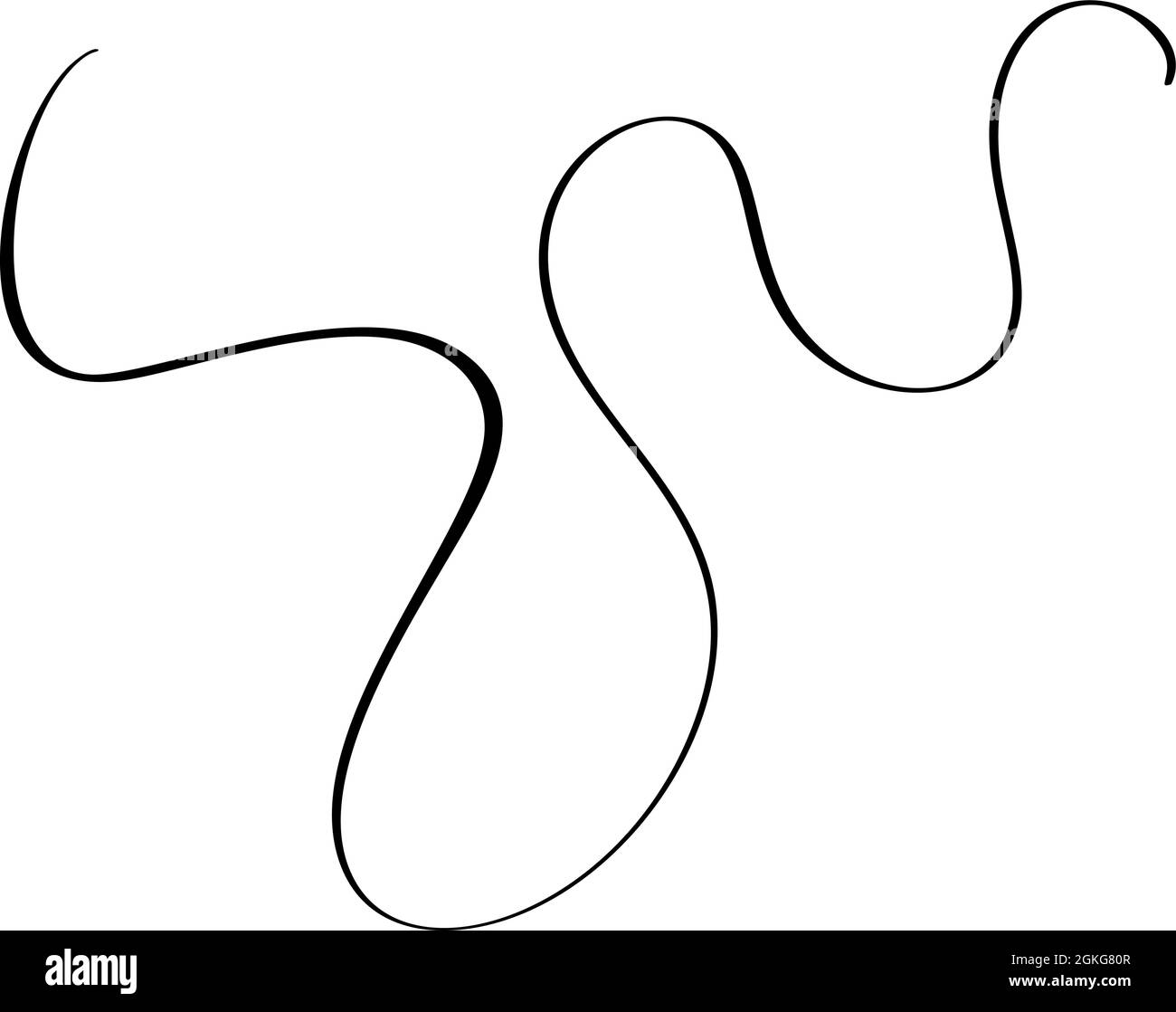 Vector abstract Wavy calligraphy line. Black and white illustration ...