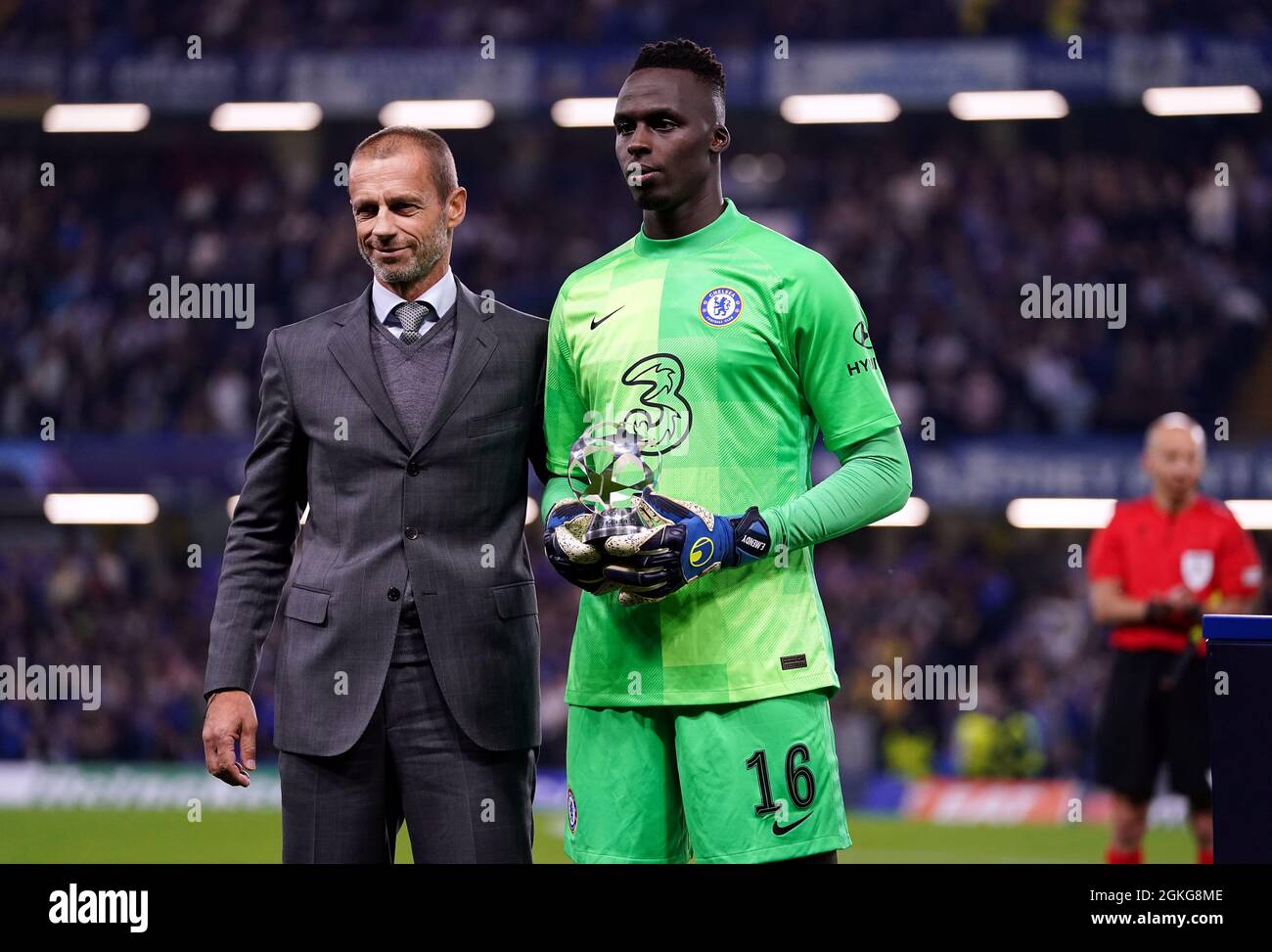 Chelsea goalkeeper Edouard Mendy receives his UEFA Men's Best European ...