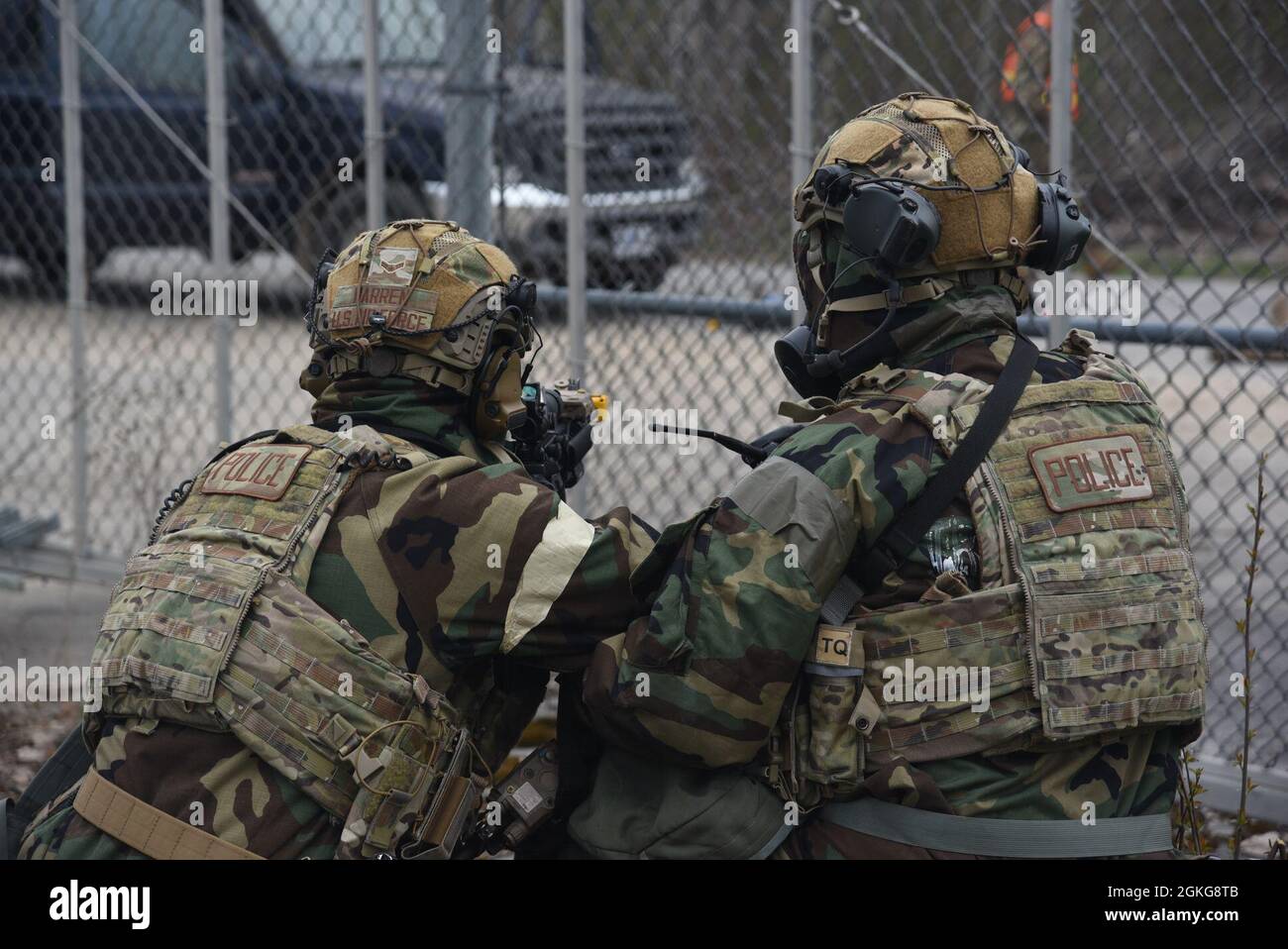 174th Attack Wing Security Forces airmen defending the main gate during ...