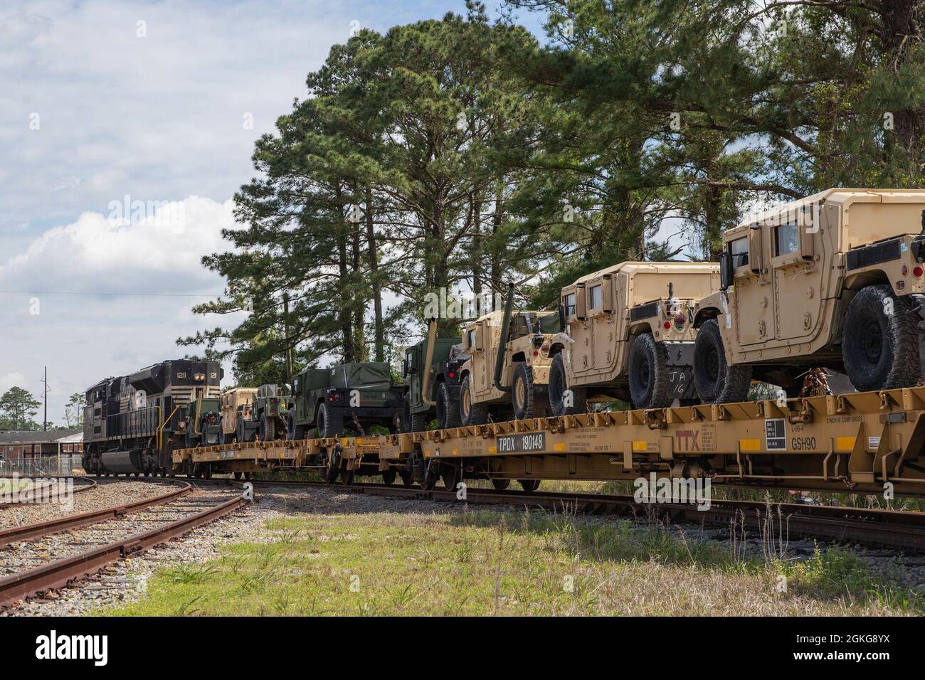 U.S. Marine Corps tactical vehicles depart Camp Lejeune, North Carolina ...