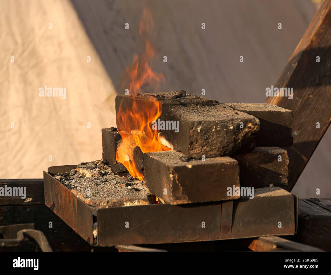 A burning fire in a forge for forging iron products Stock Photo - Alamy