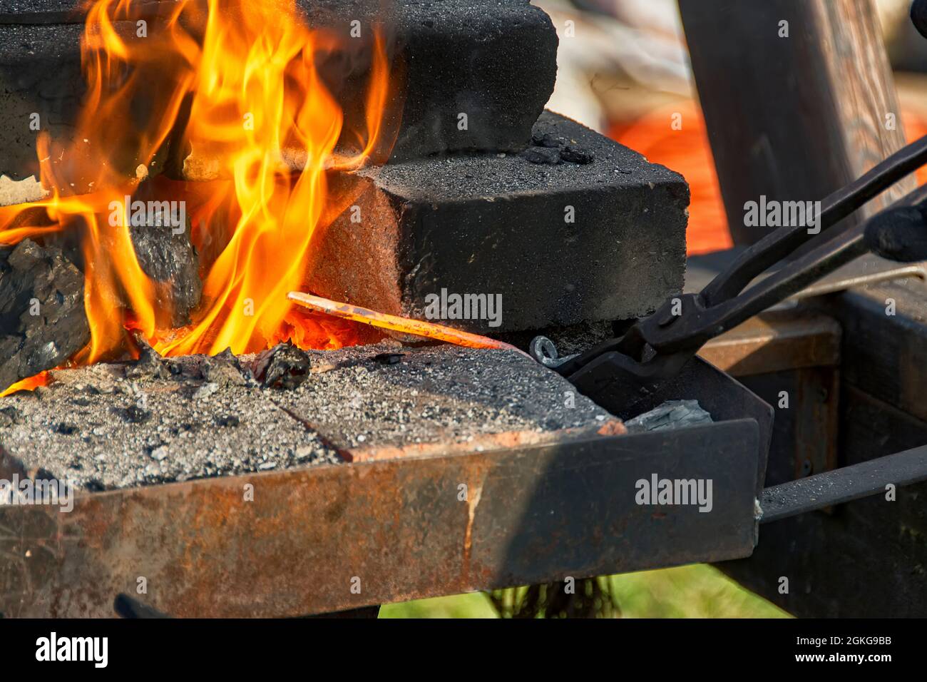 A burning fire in a forge for forging iron products Stock Photo - Alamy