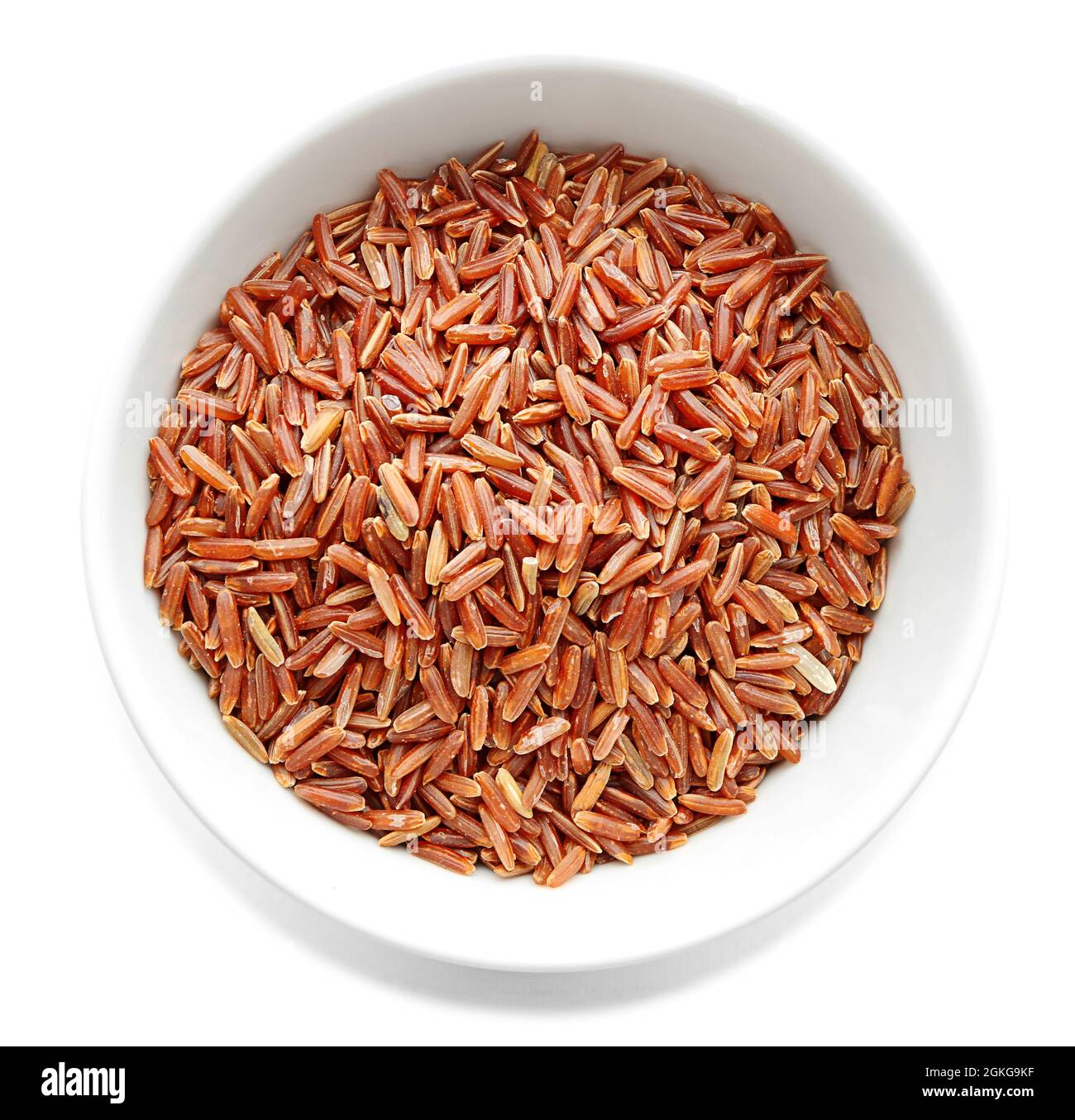 Bowl with red Cargo rice on white background Stock Photo - Alamy