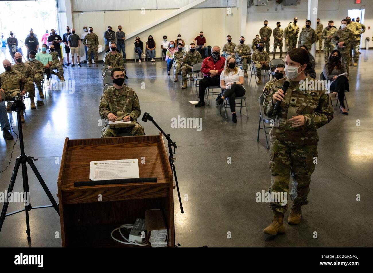Lt. Col. Julia Brennan, 110th Chemical Battalion commander, addresses ...