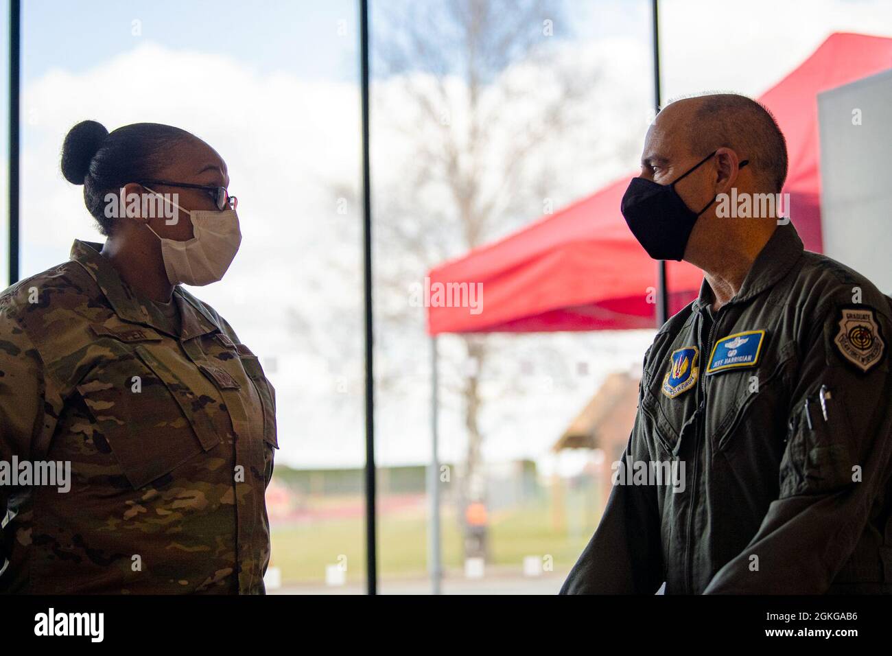 U.S. Air Force Gen. Jeff Harrigian, right, U.S. Air Forces in Europe and Air Forces Africa ...