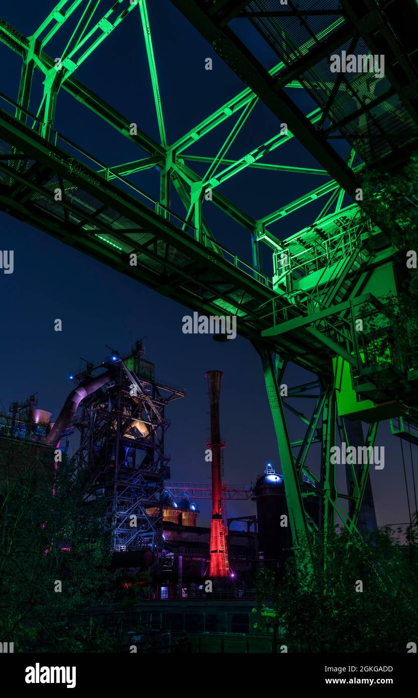 illuminated architecture in a historic steelworks Stock Photo - Alamy