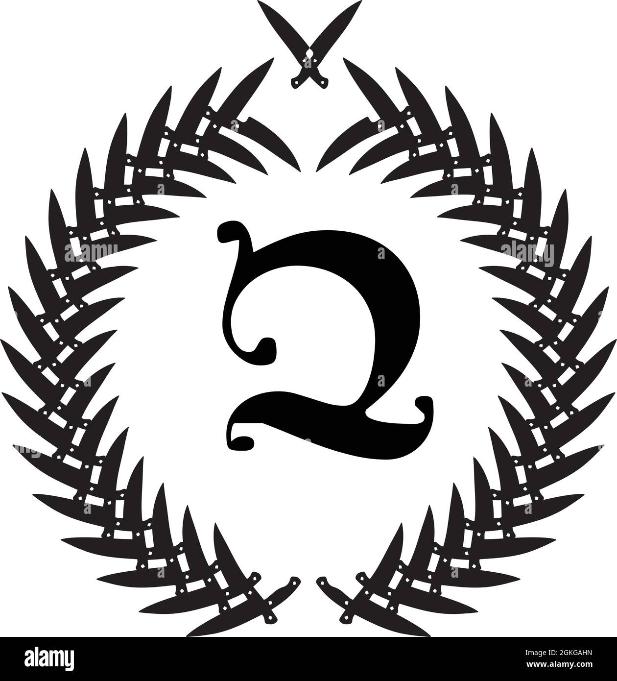 NUMBER 2 LOGO WITH KNIFE EMBLEM AROUND FOR ILLUSTRATION USE Stock ...