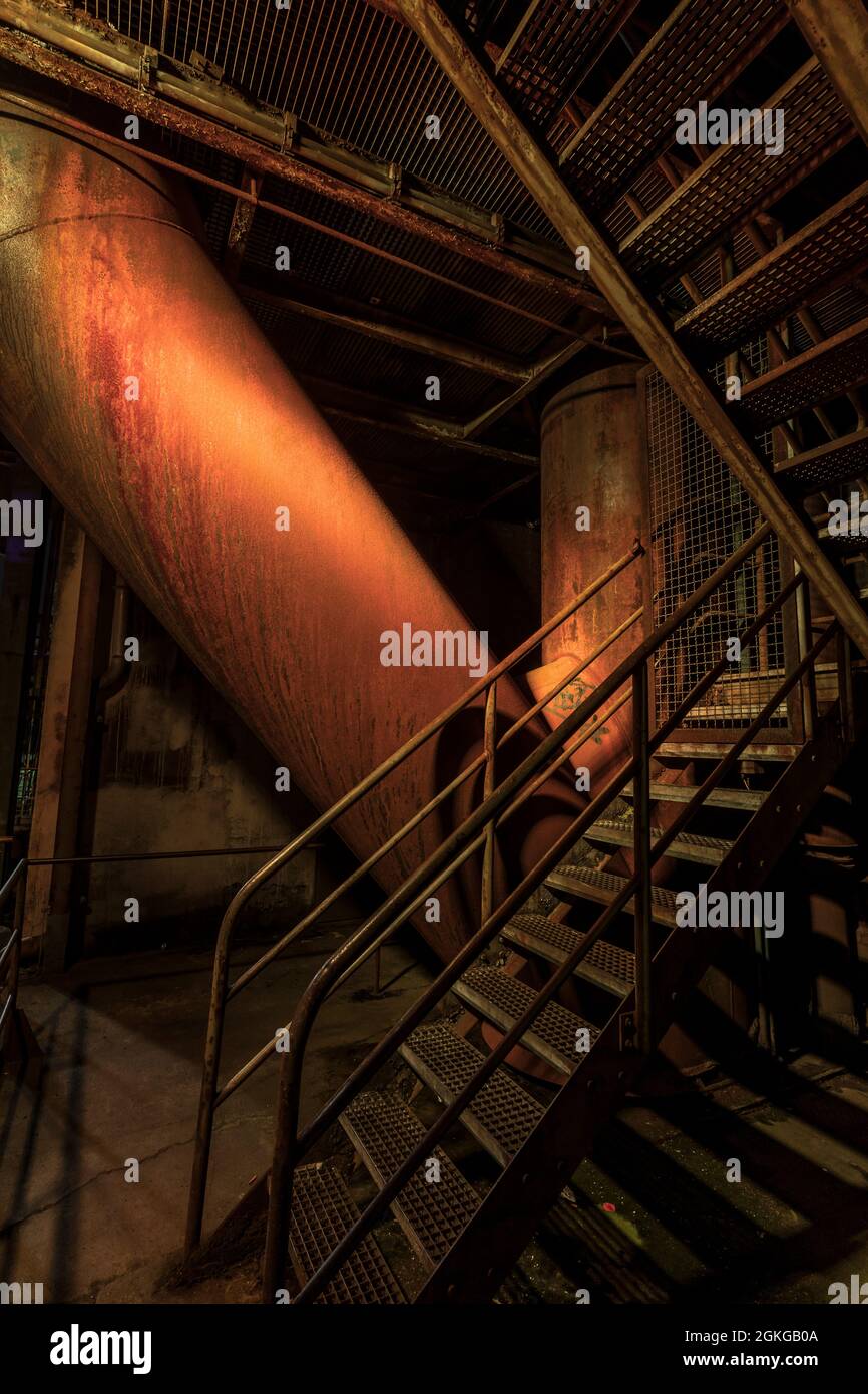 illuminated architecture in a historic steelworks Stock Photo - Alamy