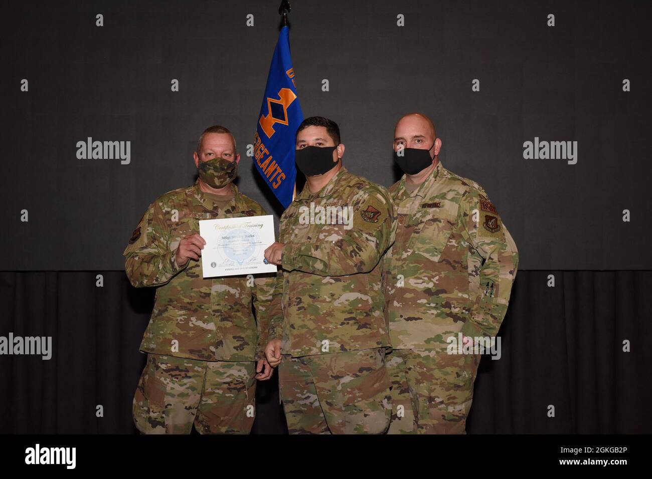 Master Sgt. Wesley Hicks, 7th Air Force, accepts his certificate of ...