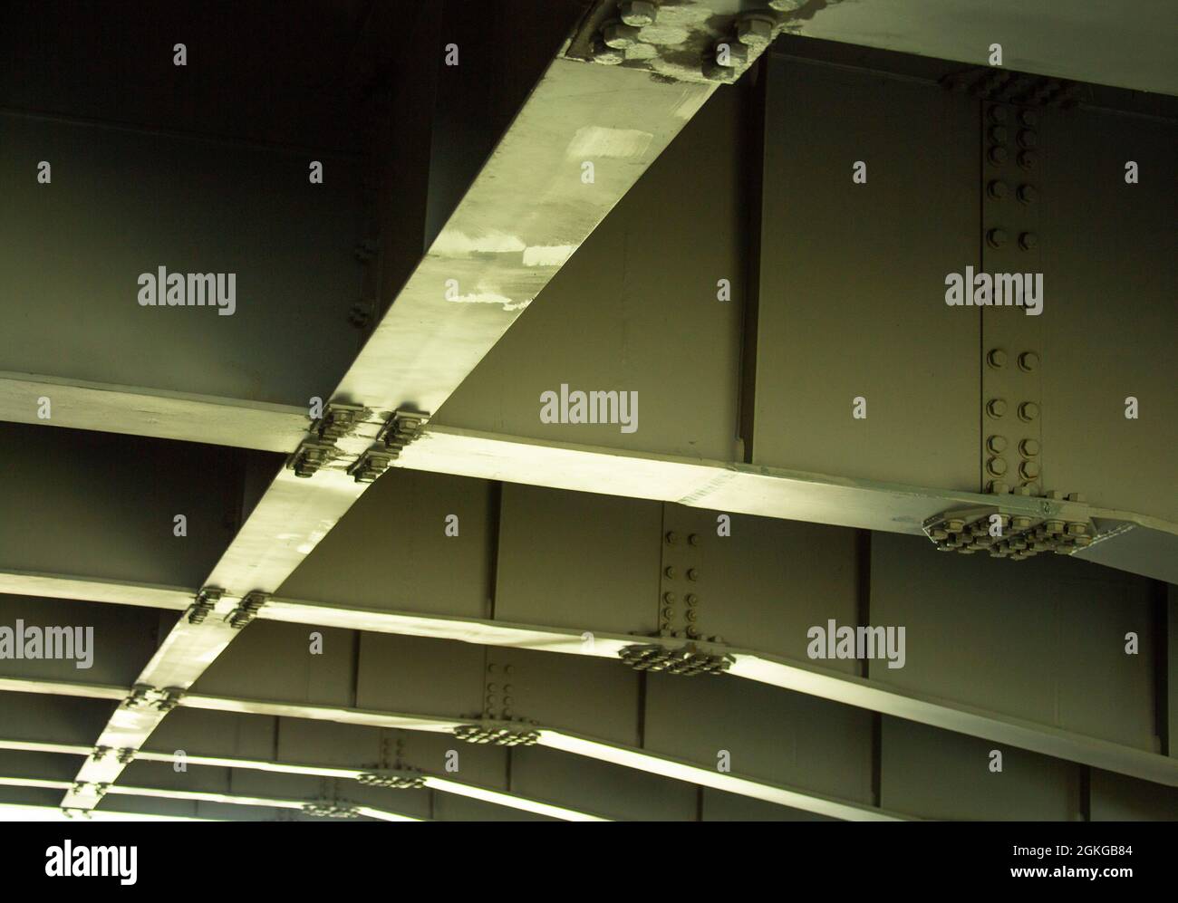 Bolts, nuts, threaded. Steel structure of the bridge bottom view Stock ...