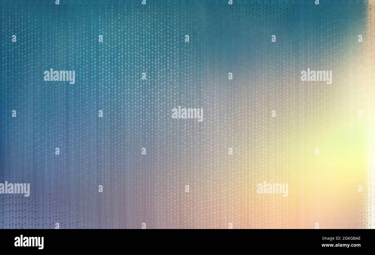 Abstract graphic illustration of binary code flying at gradient ...