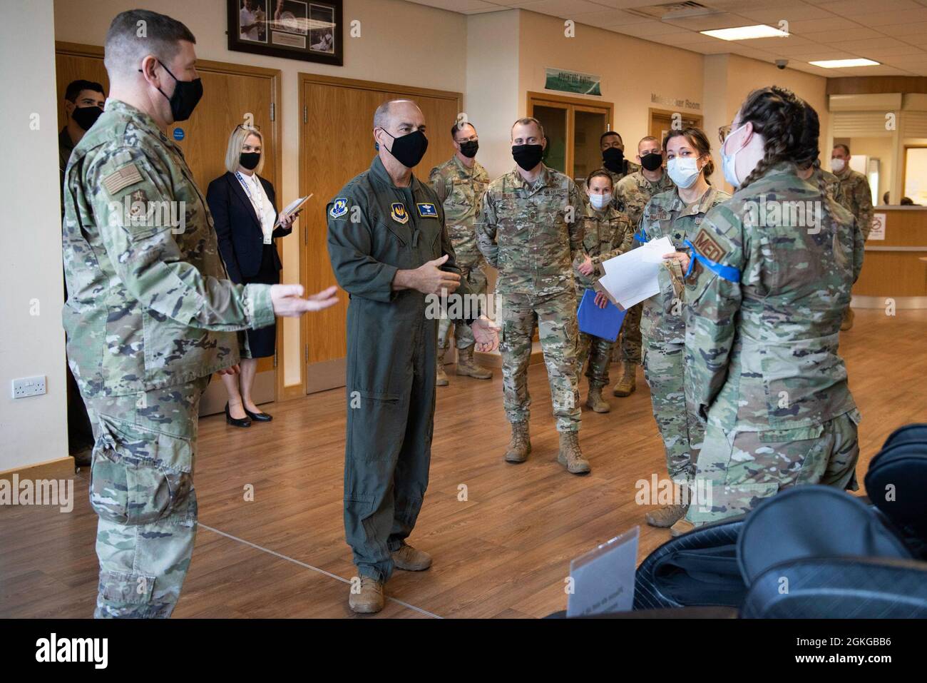 U.S. Air Force Col. Kurt Wendt, left, 501st Combat Support Wing commander, highlights Tech. Sgt ...