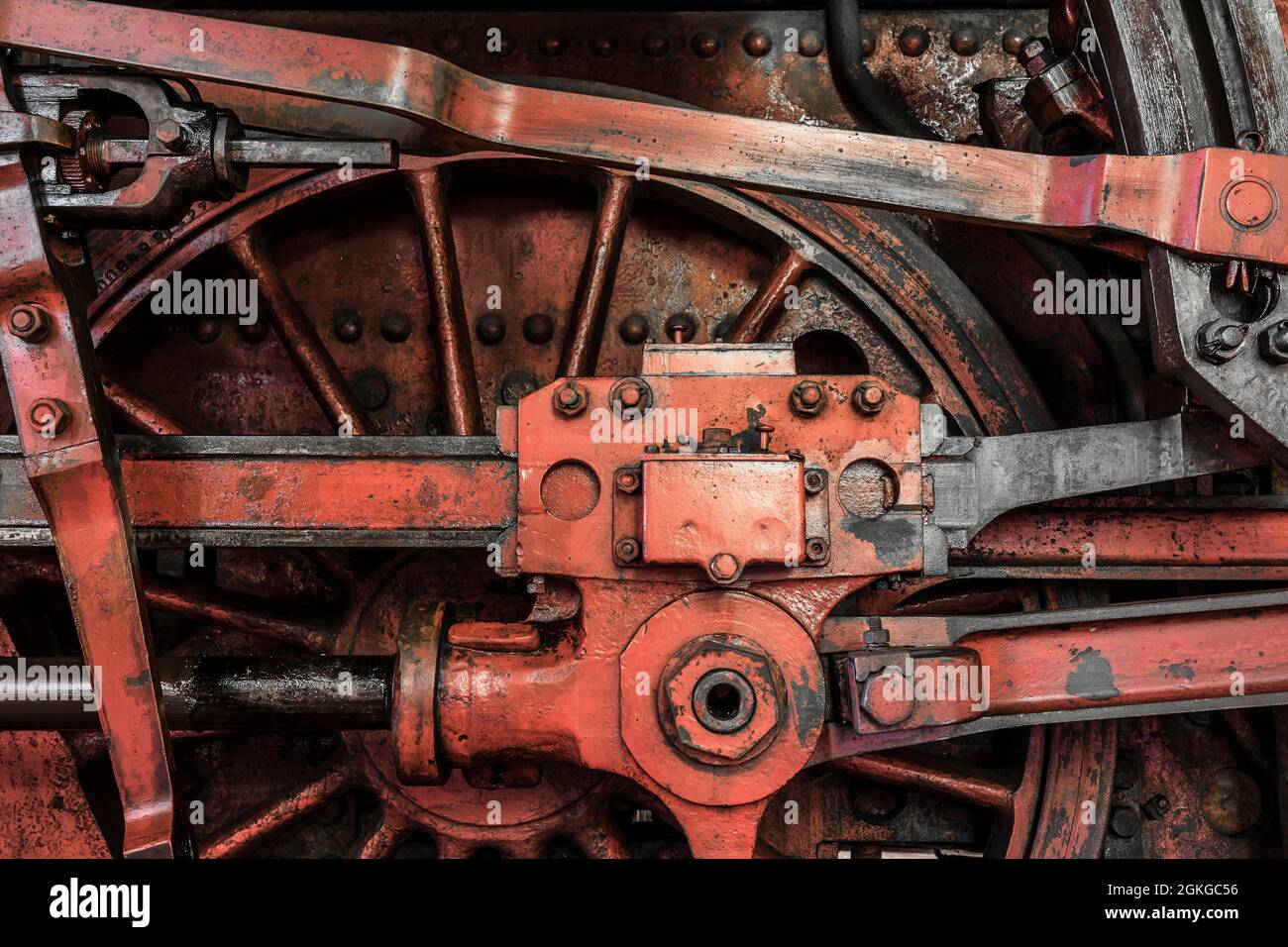 wheel on a historic steam engine Stock Photo - Alamy